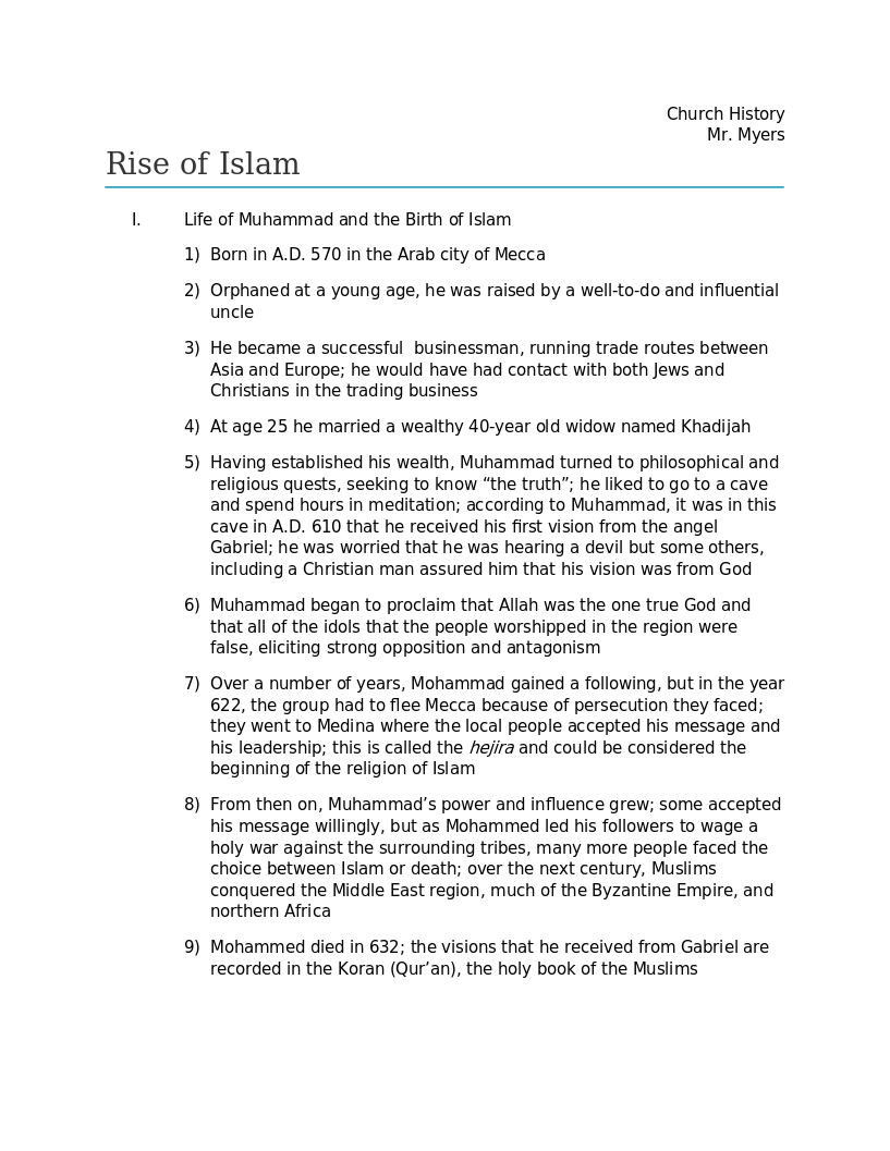 Rise Of Islam And Teachings - The Dock for Learning