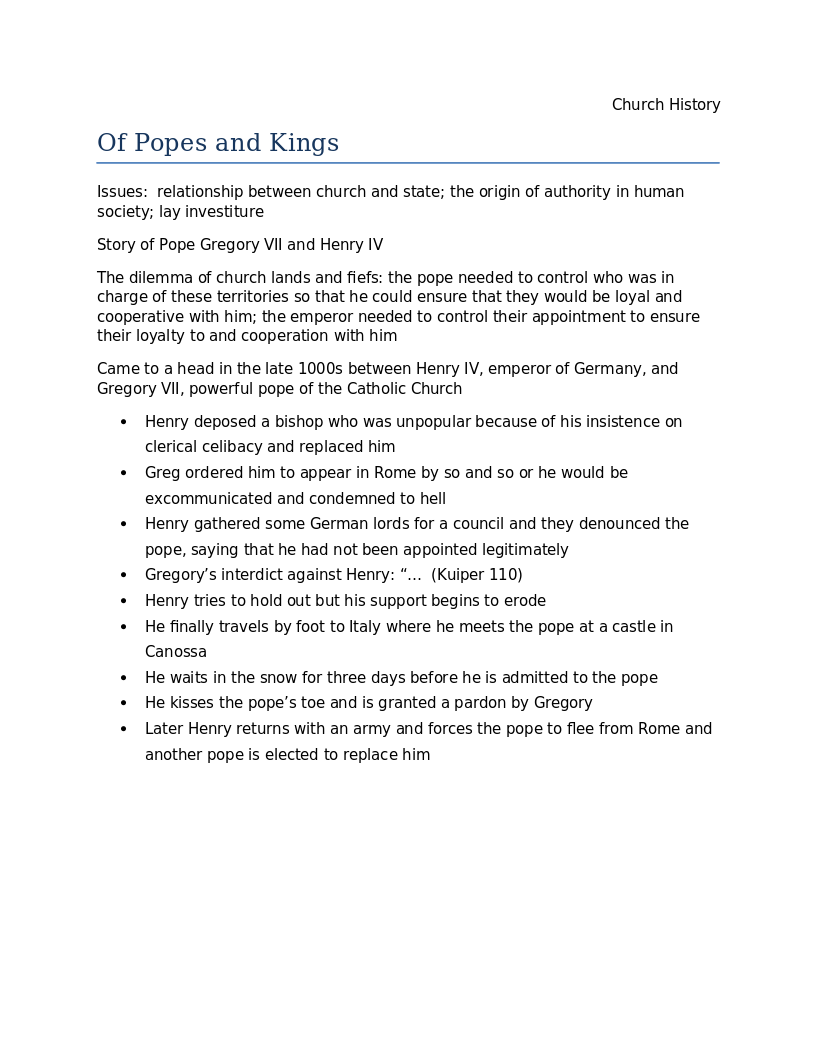 Of Popes And Kings Gregory VII And Henry IV - The Dock for Learning