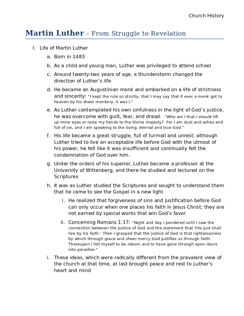 Martin Luther: From Struggle To Revelation - The Dock for Learning