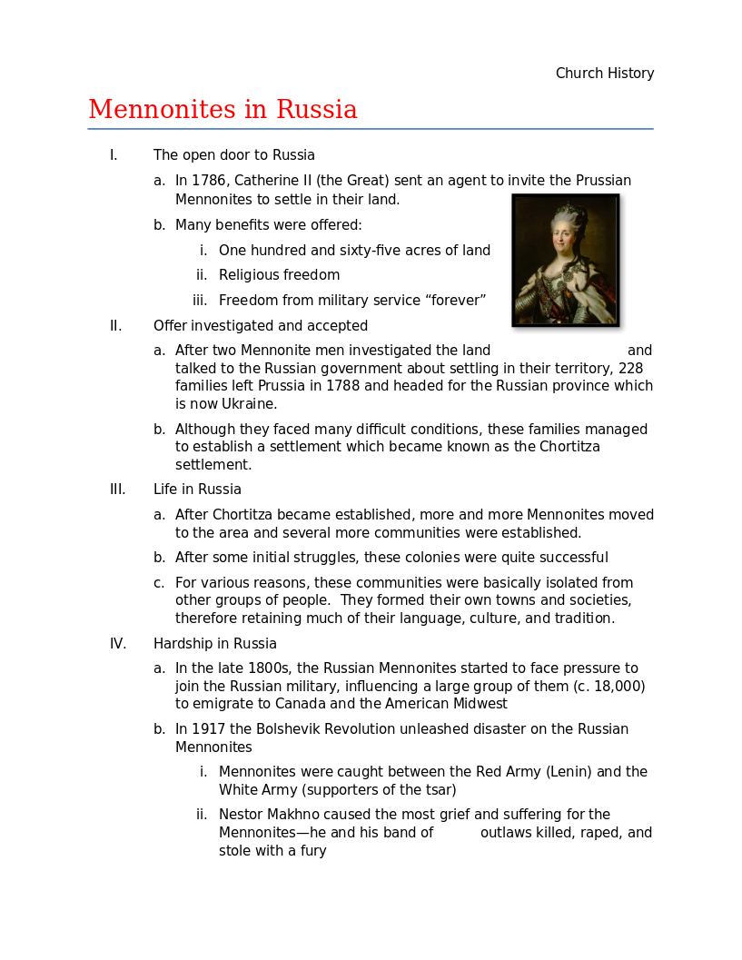 Mennonites In Russia - The Dock for Learning