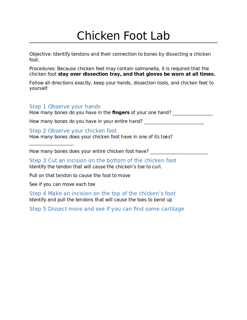 Chicken Foot Dissection: How Tendons Work - The Dock for Learning