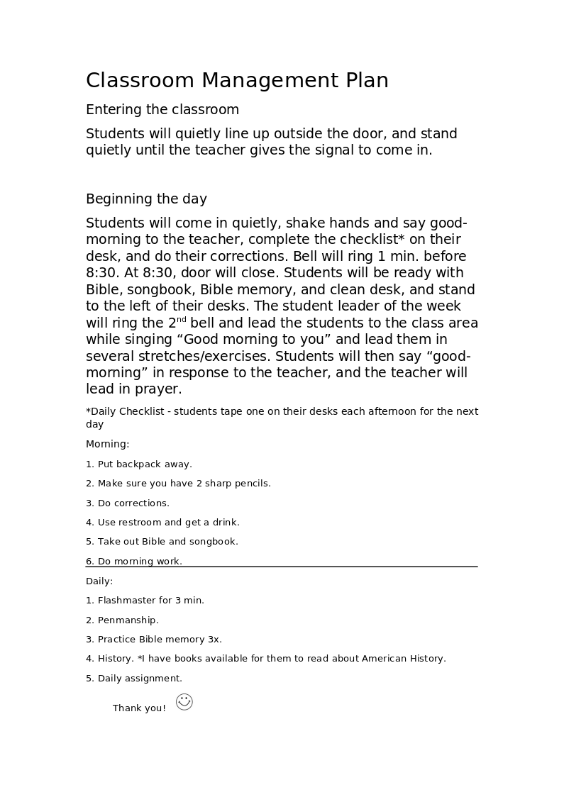 Classroom Management Plan for Lower Elementary - The Dock for Learning