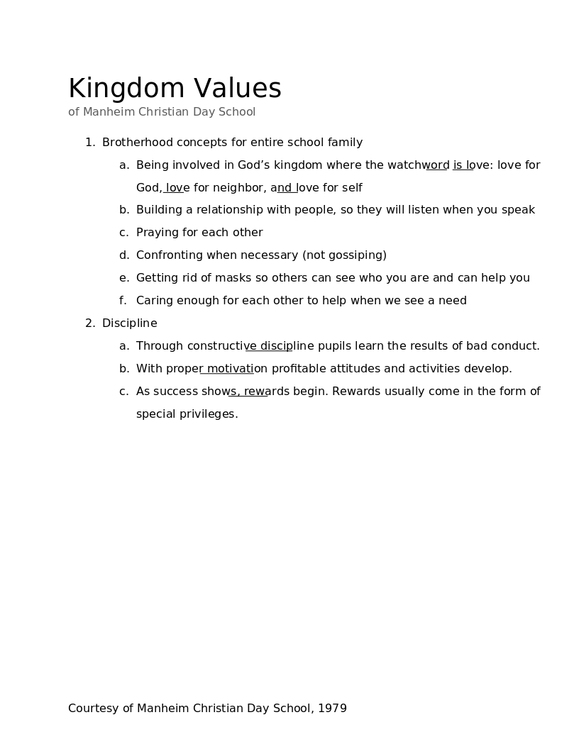 Kingdom Values Mannheim School - The Dock for Learning
