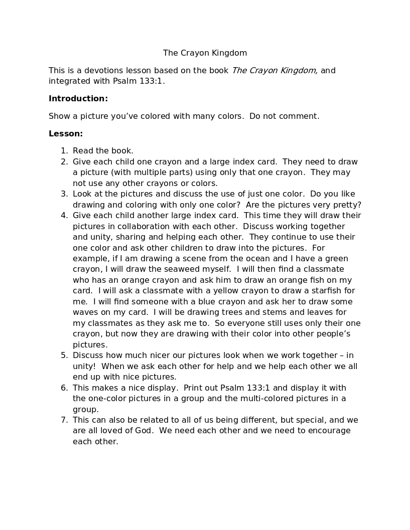 Crayon Kingdom Lesson - The Dock for Learning