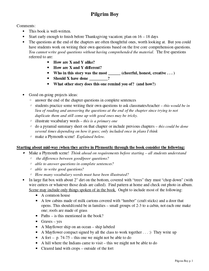 Pilgrim Boy Teachers' Guide - The Dock for Learning