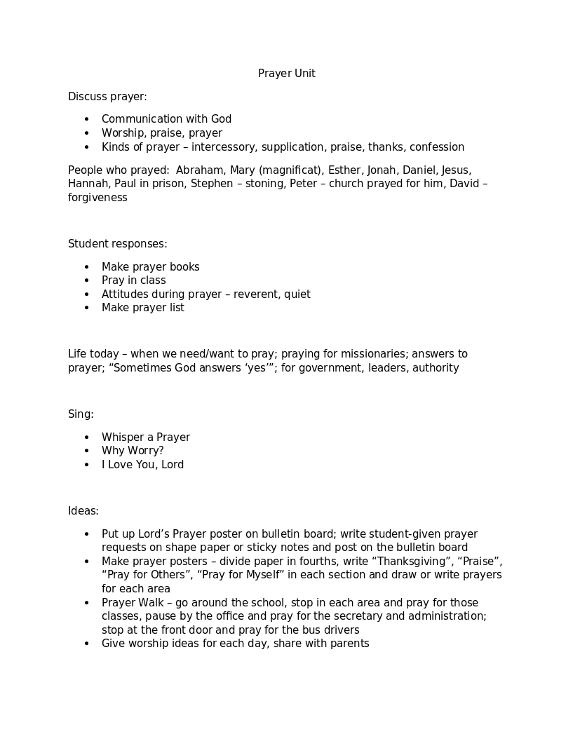 Prayer Unit - The Dock for Learning