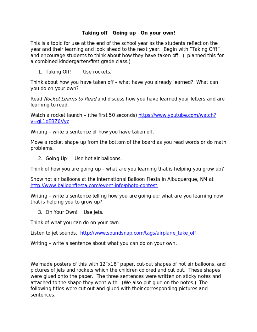 Taking off! Going up! On your Own! - The Dock for Learning