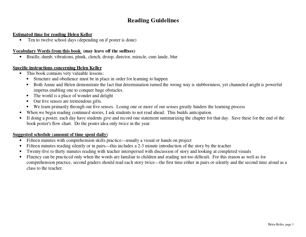 Helen Keller Reading Guide - The Dock for Learning