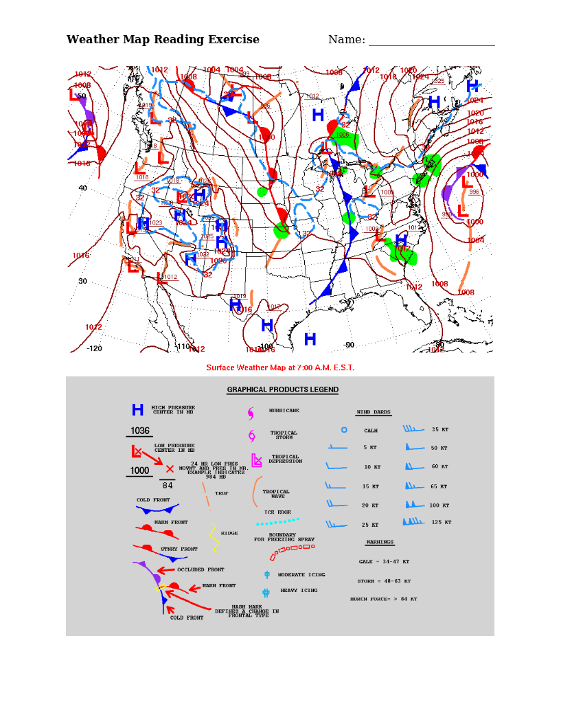 Weather Map Reading Exercise - The Dock for Learning
