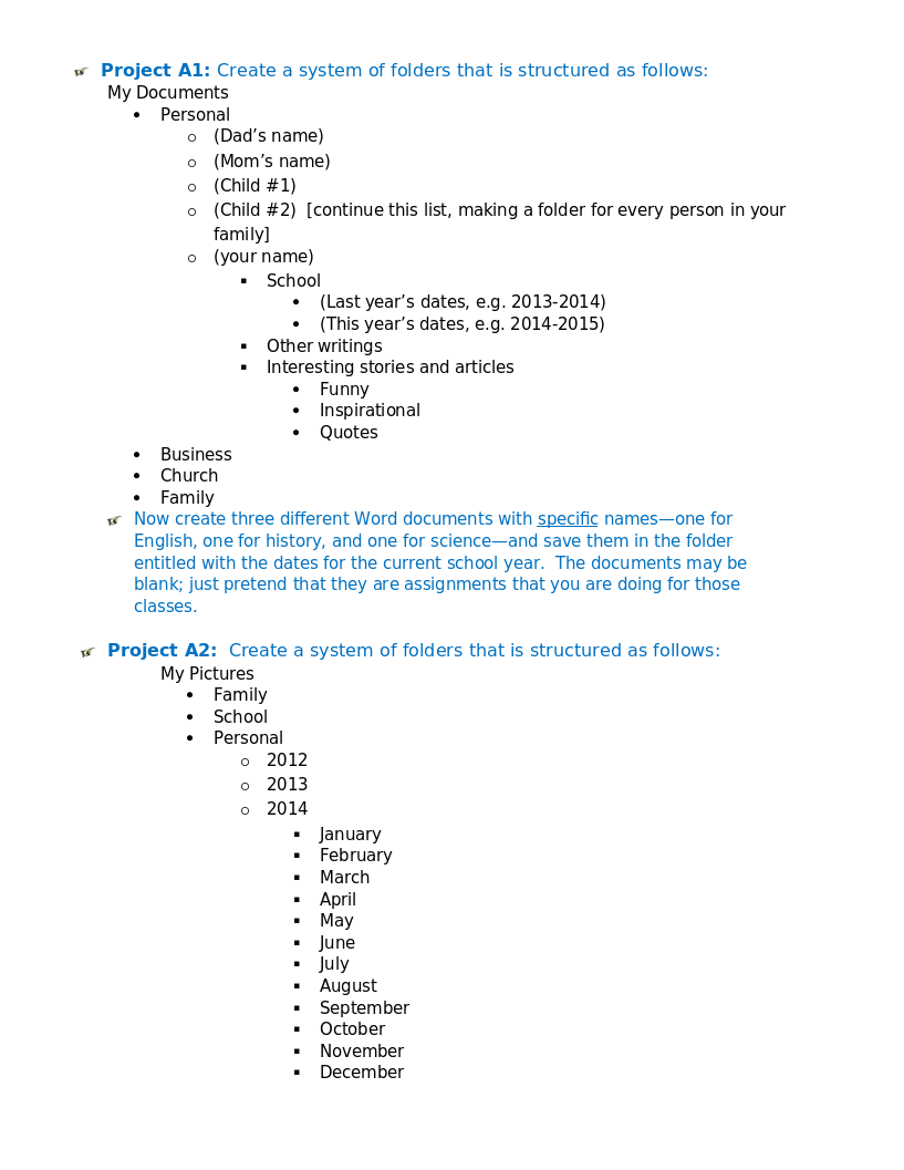 A1 A2 File Organization Projects Practice Document - The Dock for Learning