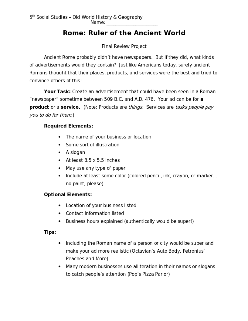 Ancient Rome final review project - The Dock for Learning