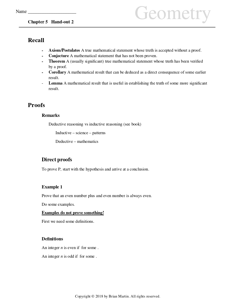 Geometry Handout 2 - Student - The Dock for Learning