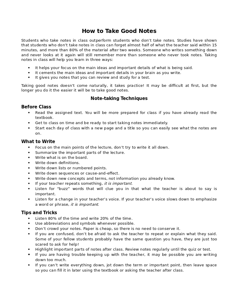 How to Take Good Notes - The Dock for Learning