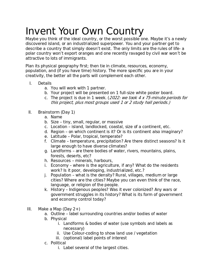 Invent Your Own Country - The Dock for Learning