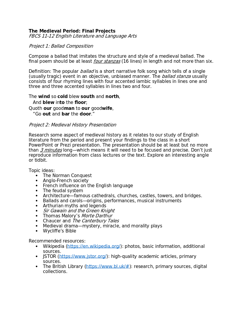 Medieval Ballad and History Presentation - The Dock for Learning