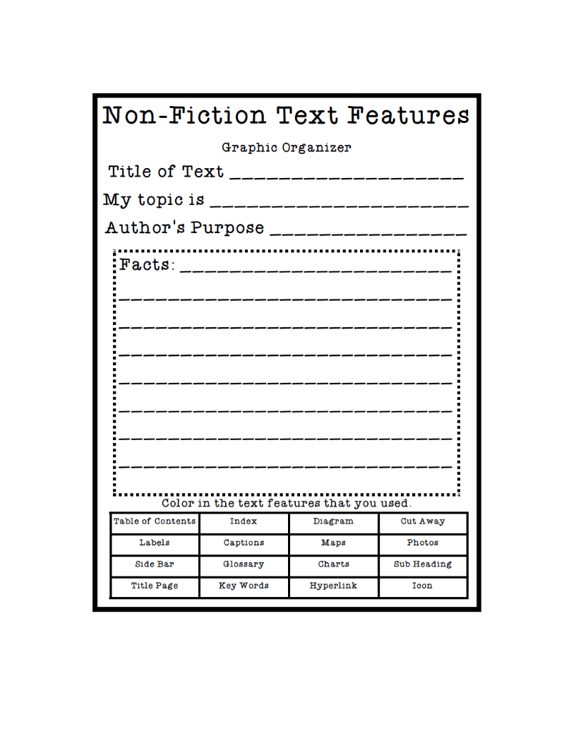 Nonfiction Text Features (Graphic Organizer) - The Dock for Learning