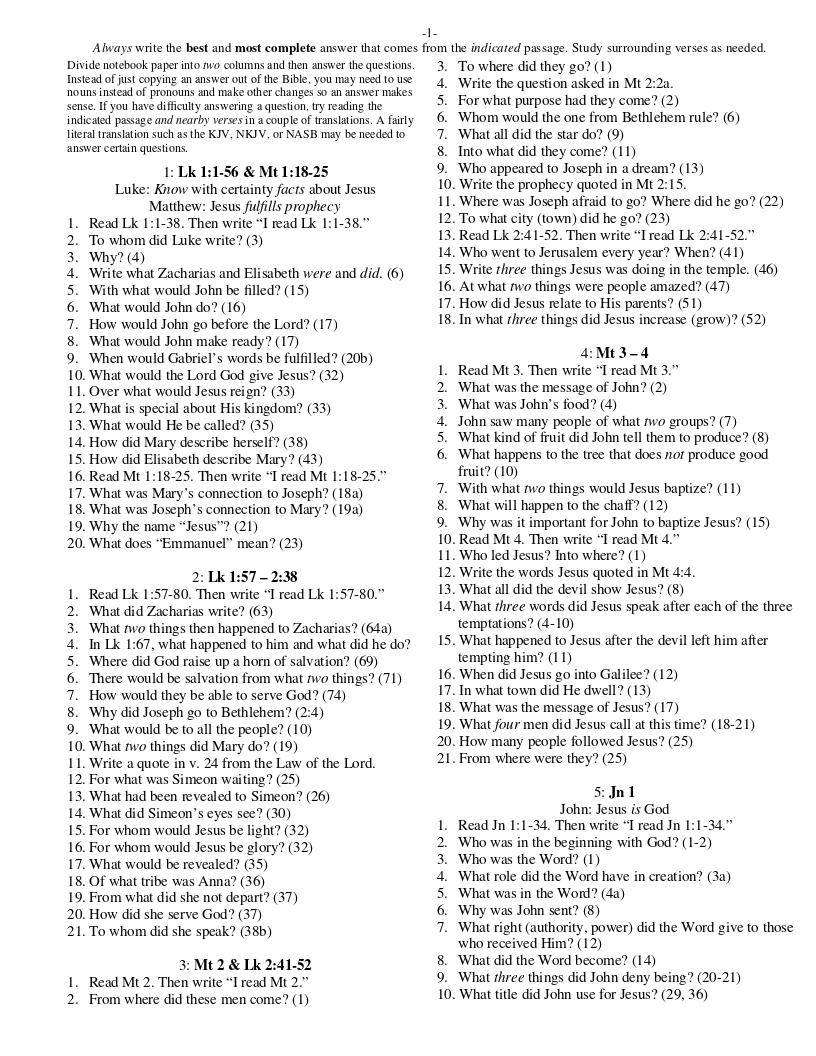 New Testament Survey Exercises - The Dock for Learning