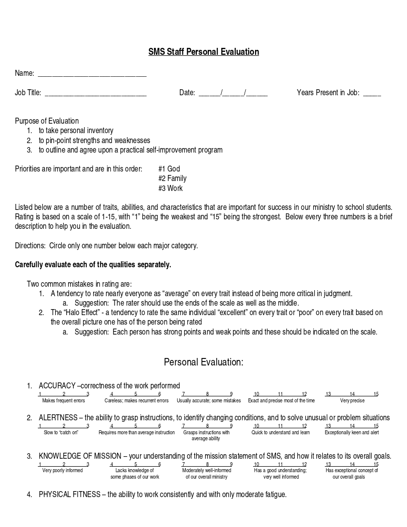 Staff Personal Evaluation Form - The Dock for Learning
