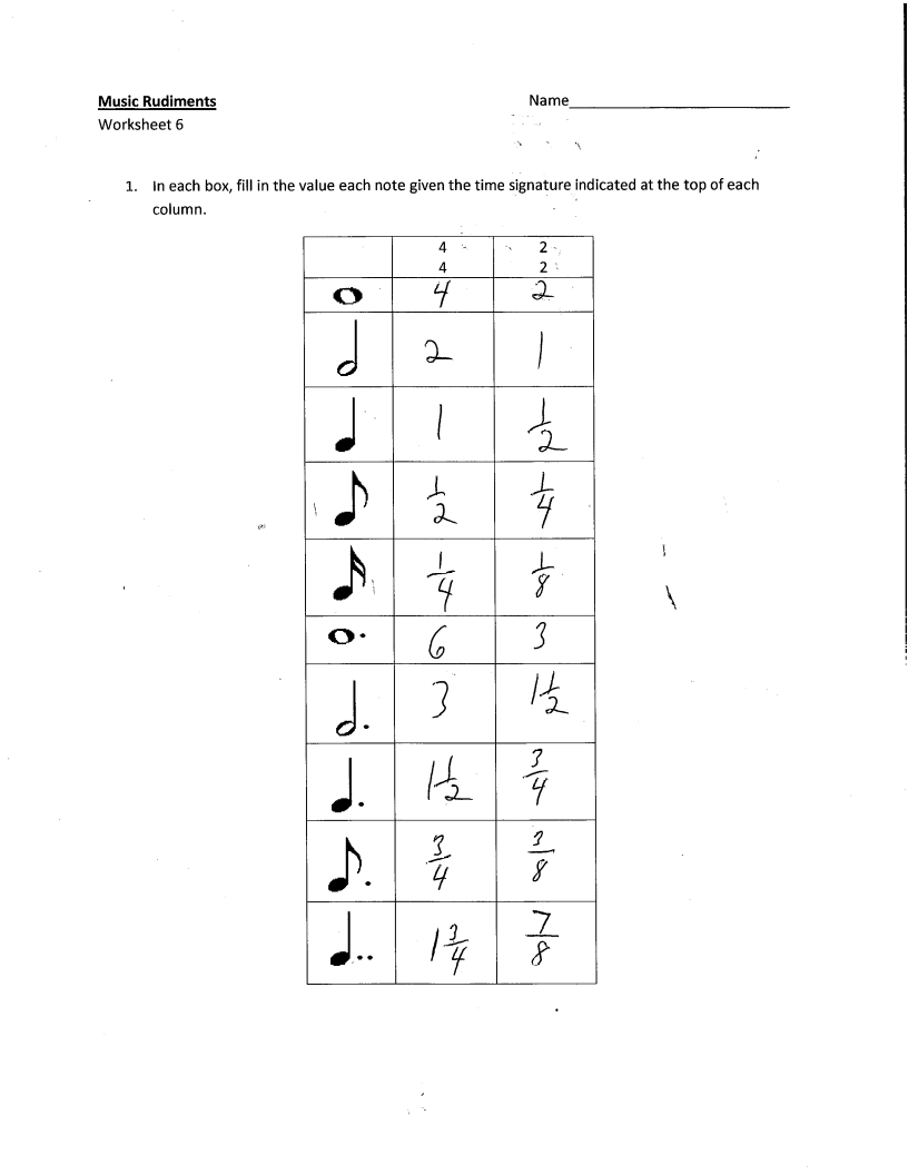 Music Worksheet 1 6 Answer Key The Dock For Learning
